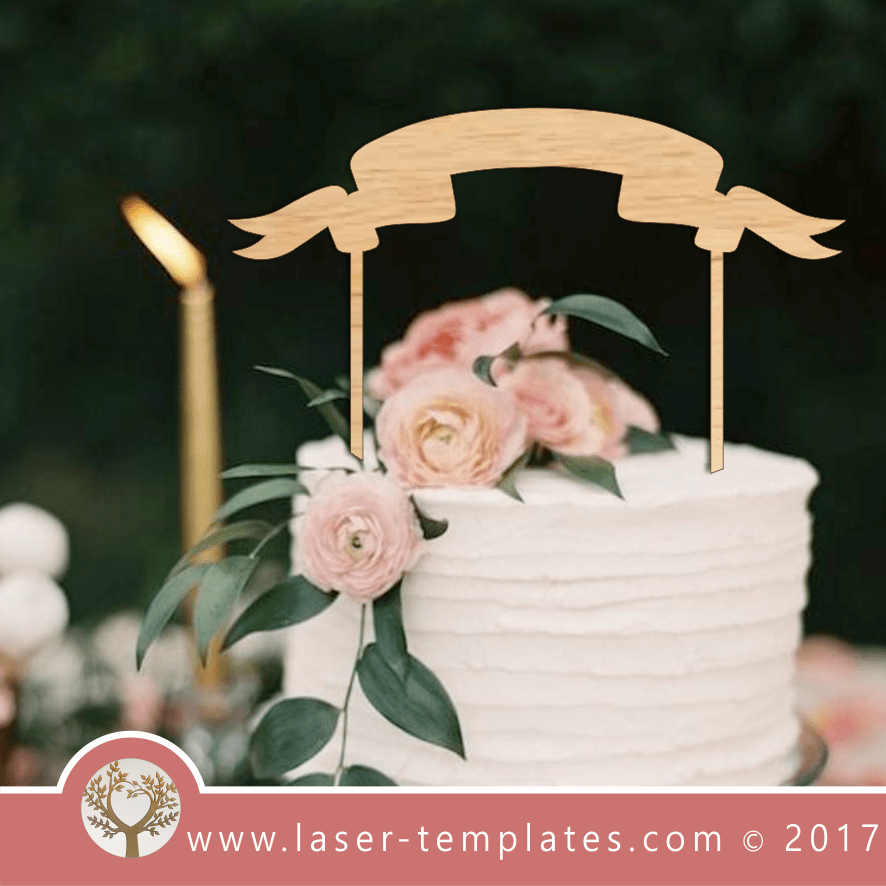 Banner Laser Cut Cake Topper Template Set, Download Vector Designs ...