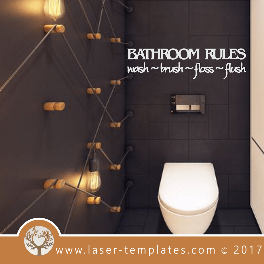 Laser Cut Bathroom Template Wall Quote, Download Vector Designs ...