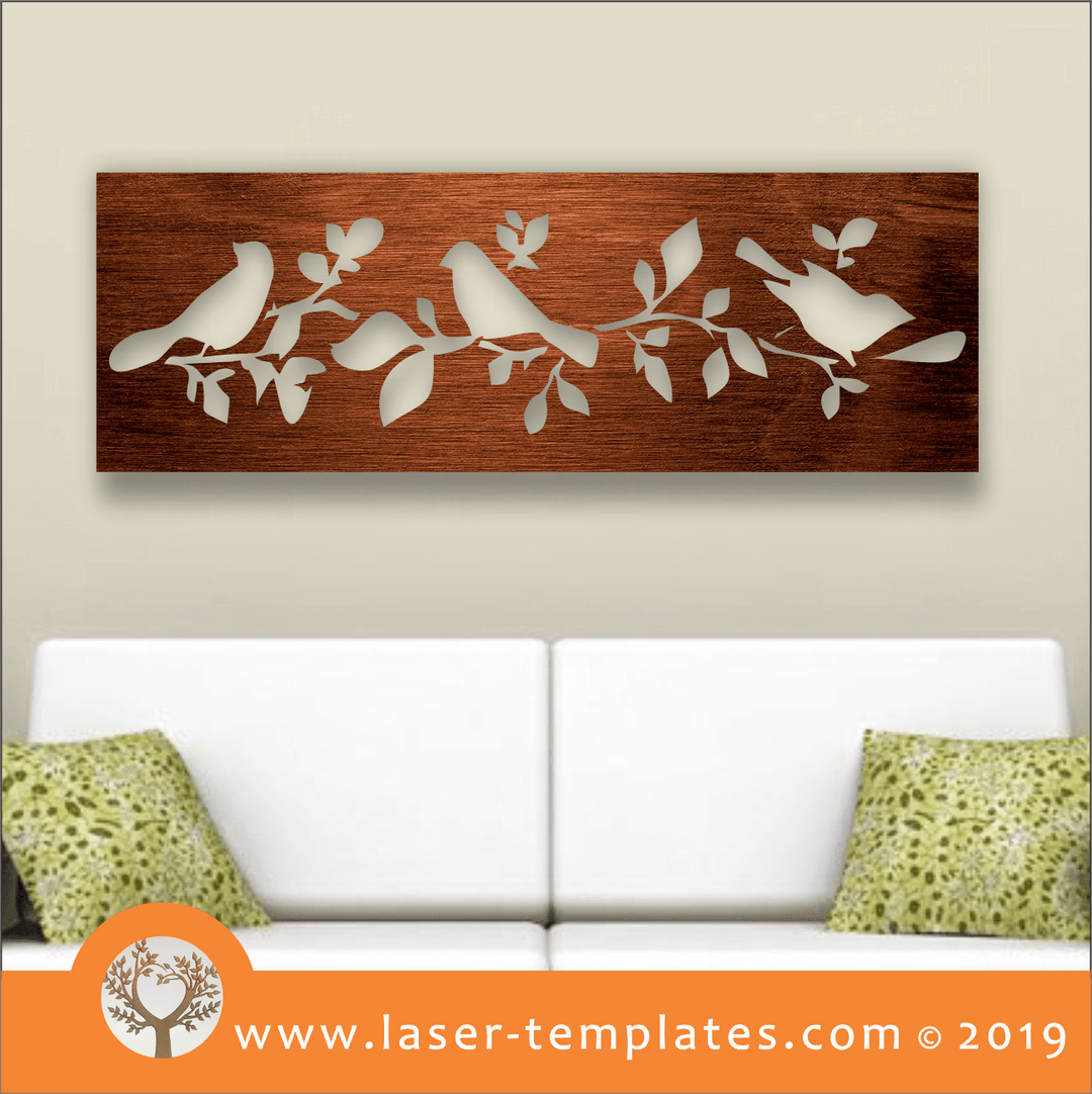 Laser cut template for Birds on Branches Stencil – Laser Ready Templates