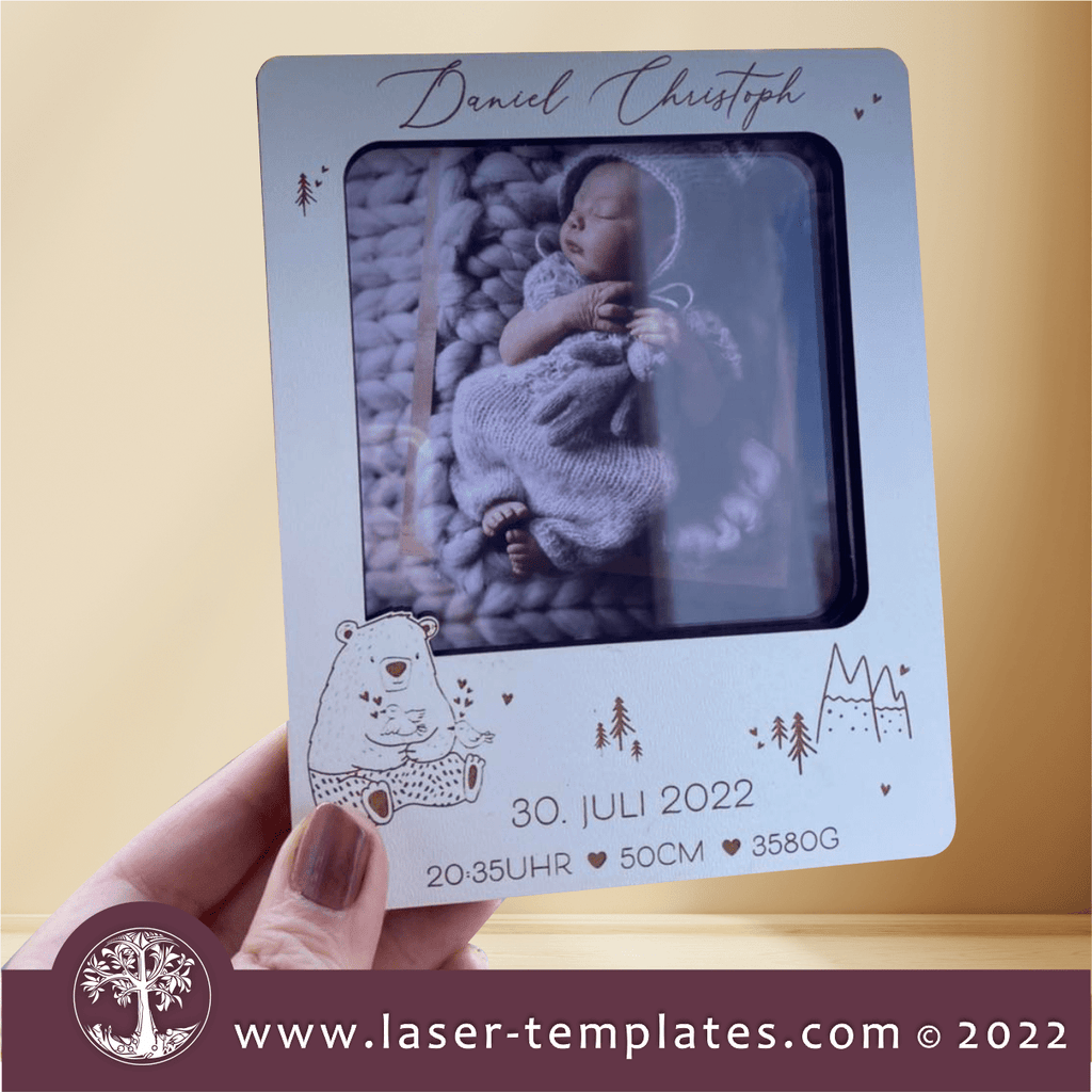 Birth Announcement Photo Frame – Laser Ready Templates