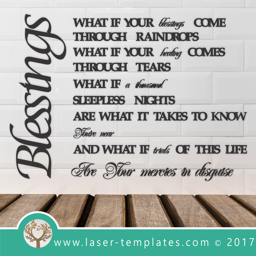 Laser Cut Blessings Wall Quote Template, Download Vector Designs ...