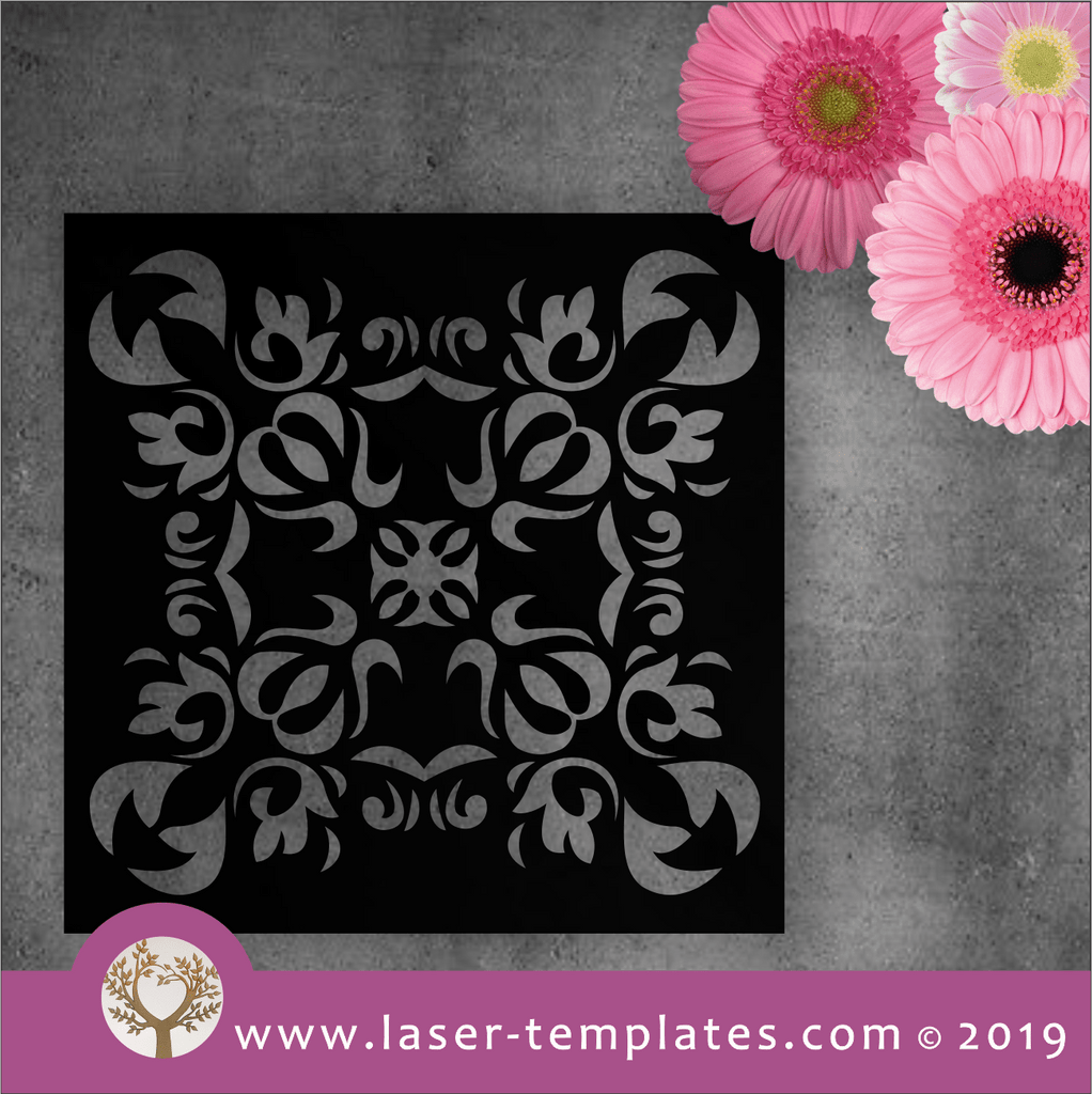 Laser cut template for Bloom Pattern Stencil – Laser Ready Templates