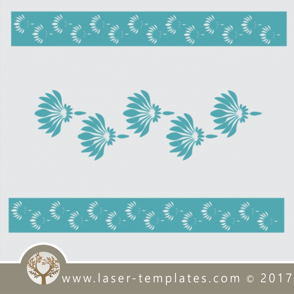 Border stencil leaf design, online template store, Buy vector patterns ...