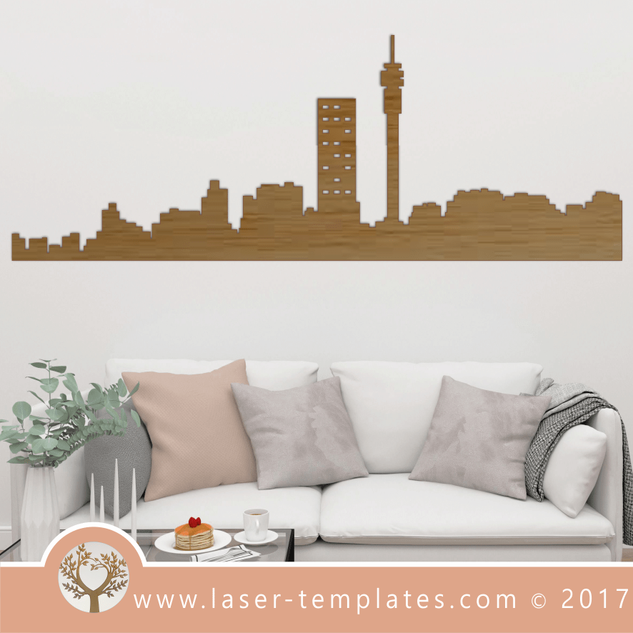 Building Skyline Laser Cut Template Wall Art, Download Vector Designs ...