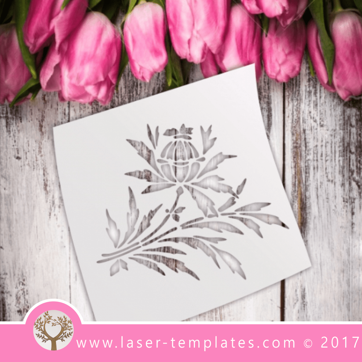 Bulb Flower STENCIL template. Laser cut stencils. Vector online store ...