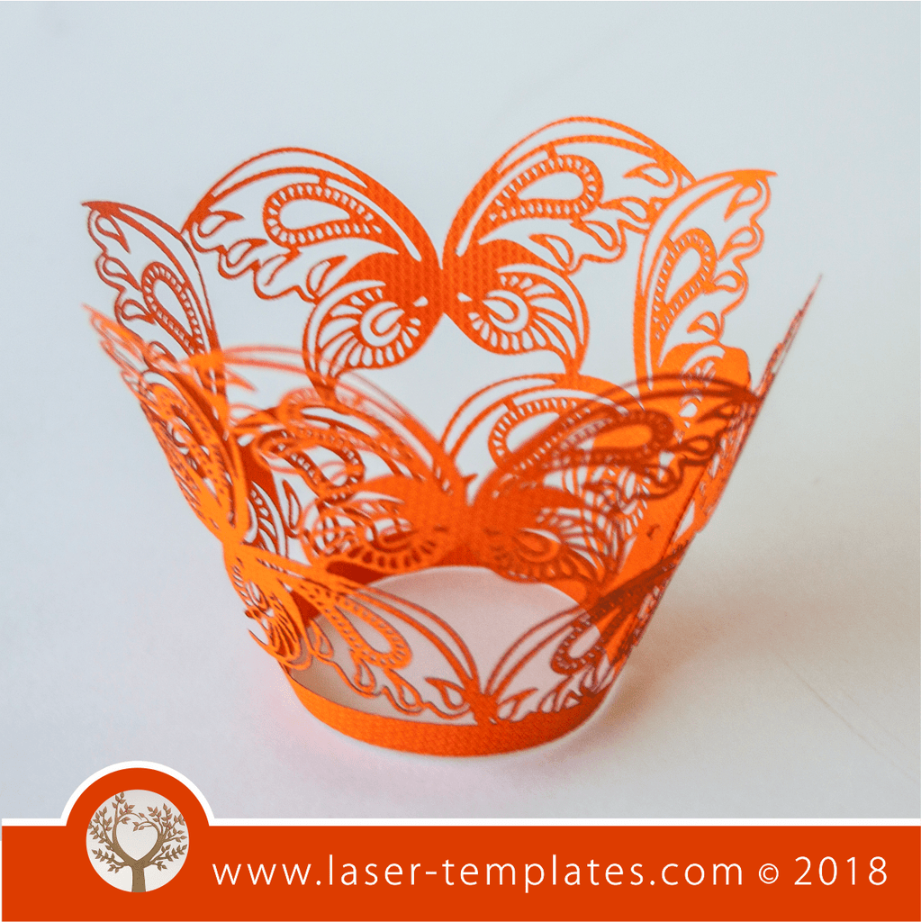 Laser Cut Butterfly Cupcake Wrapper 2 Template Download Vector Designs ...