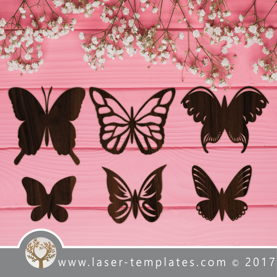 Laser Cut Butterfly Set Of 6 Template, Download Vector Designs Online ...