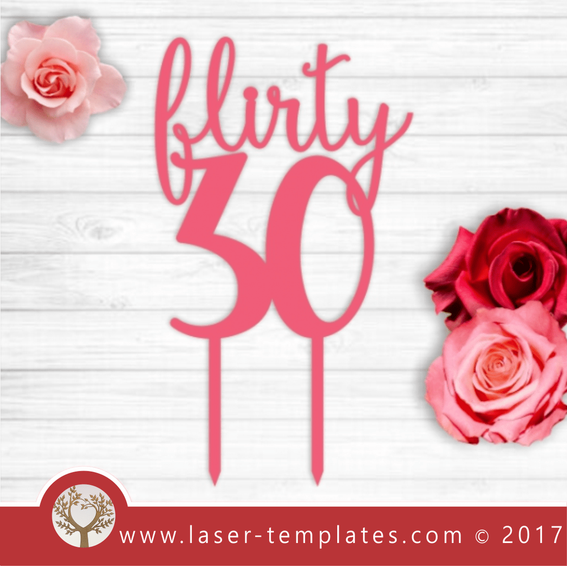 Bithday Cake topper 30, laser cut template, design, pattern download ...
