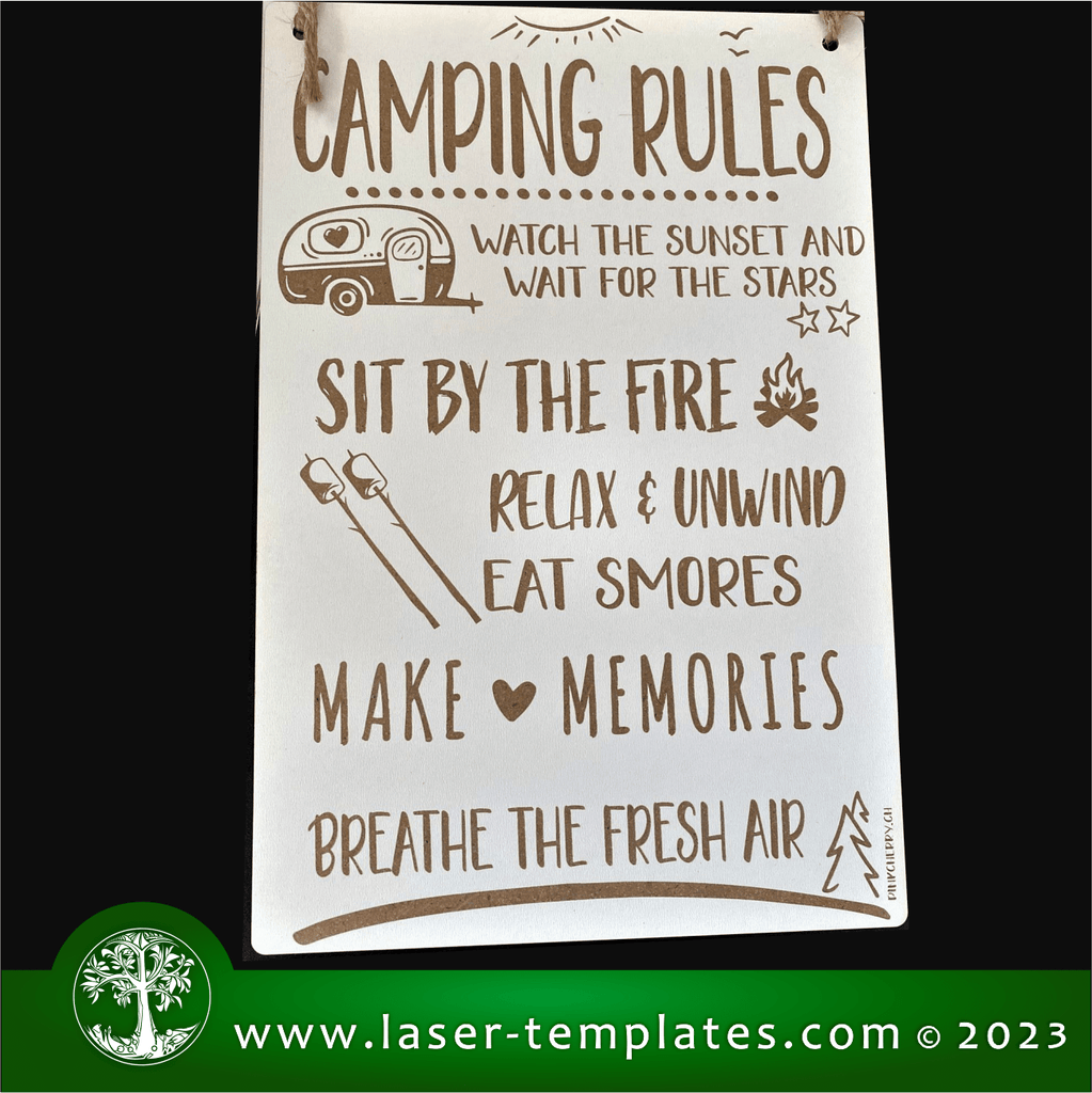 Camping Rules Sign – Laser Ready Templates