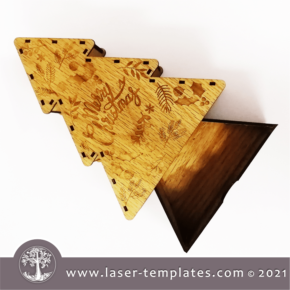 Laser Cut Template for Christmas Tree Sliding Box – Laser Ready Templates