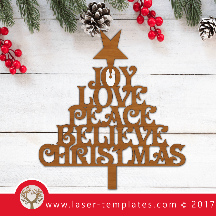 Laser cut Christmas Word Tree – Laser Ready Templates