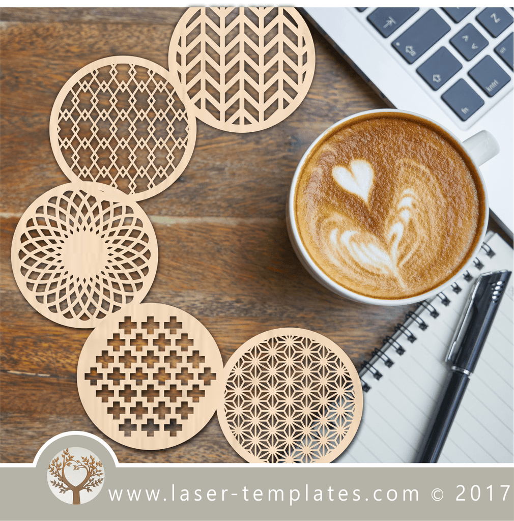 Coaster template for laser cutting, online design store – Laser Ready ...