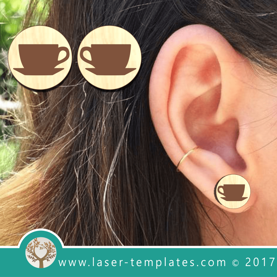 Laser Cut Coffee Cup Earrings Template, Download Vector Designs ...