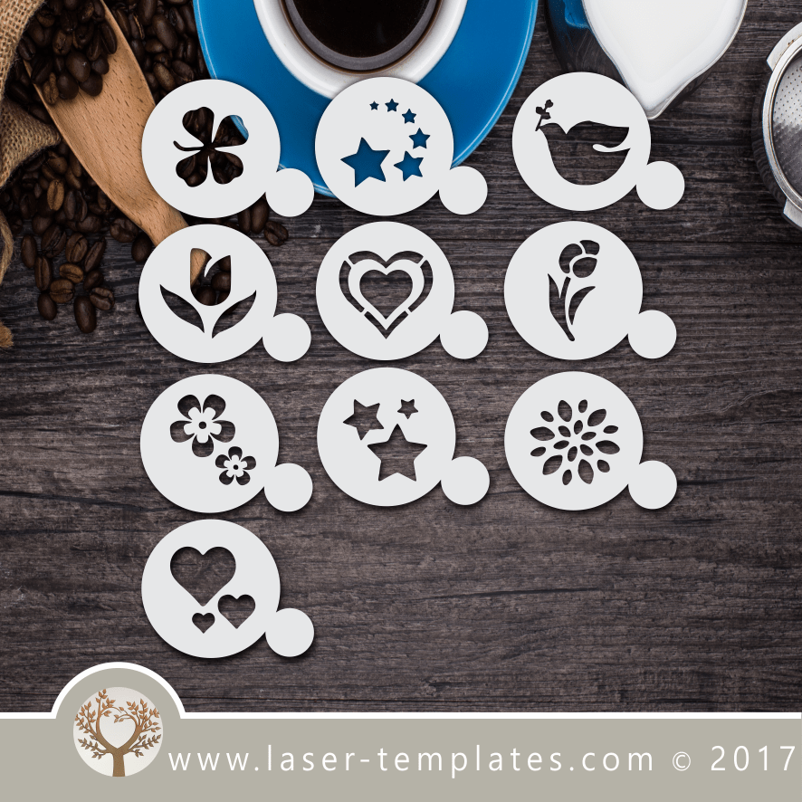 Coffee Stencil templates for laser cutting. – Laser Ready Templates