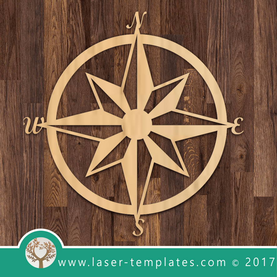 Compass laser cut template, download vector design patterns. – Laser ...