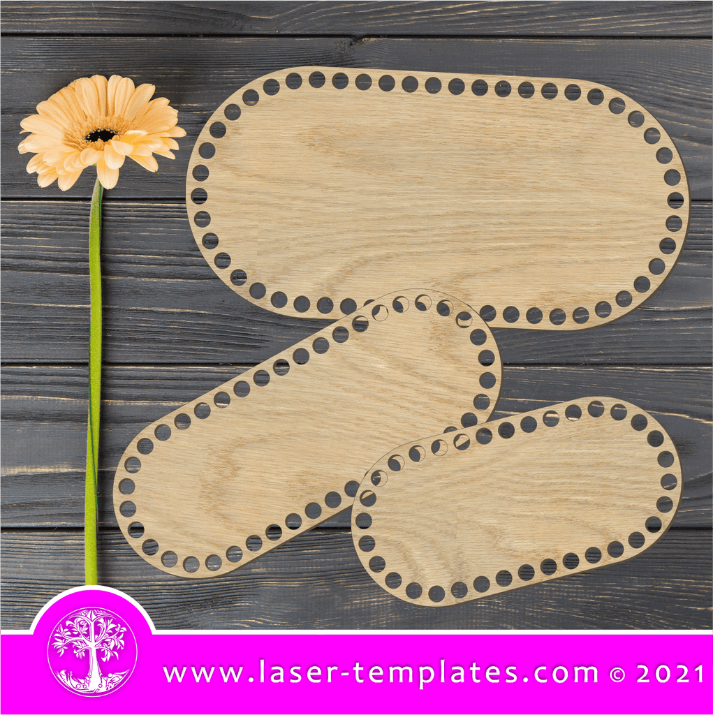 Laser cut template for Crochet Wooden Blank - Semi Rectangle x 3 ...