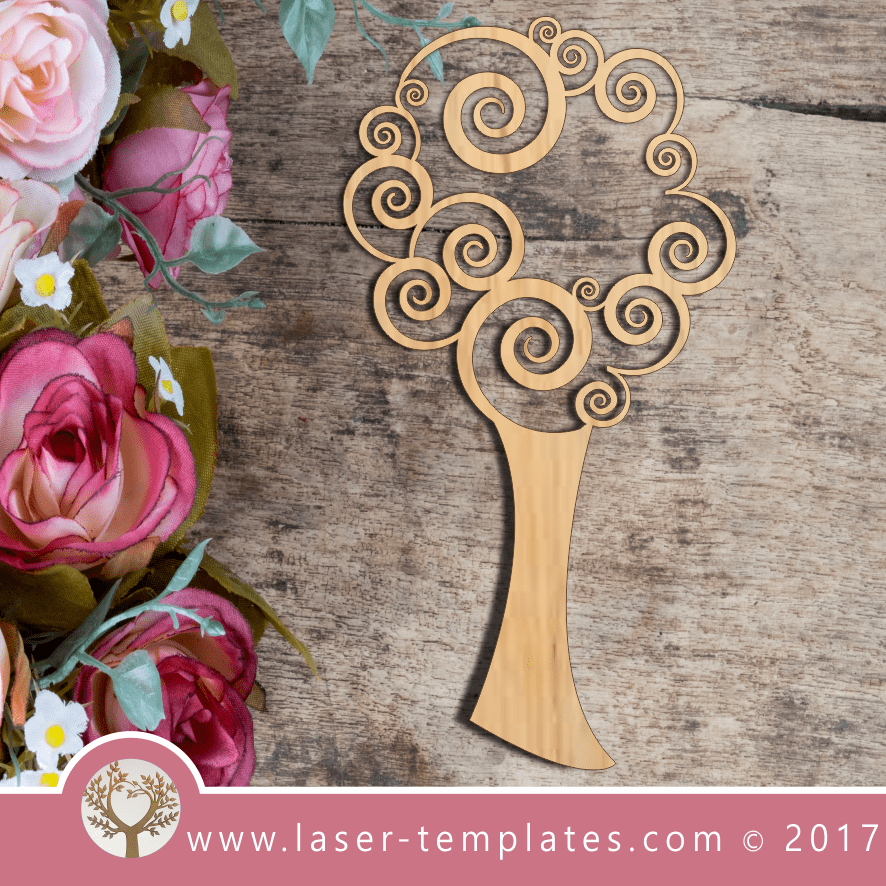 Curly Tree laser cut template, download vector designs. – Laser Ready ...