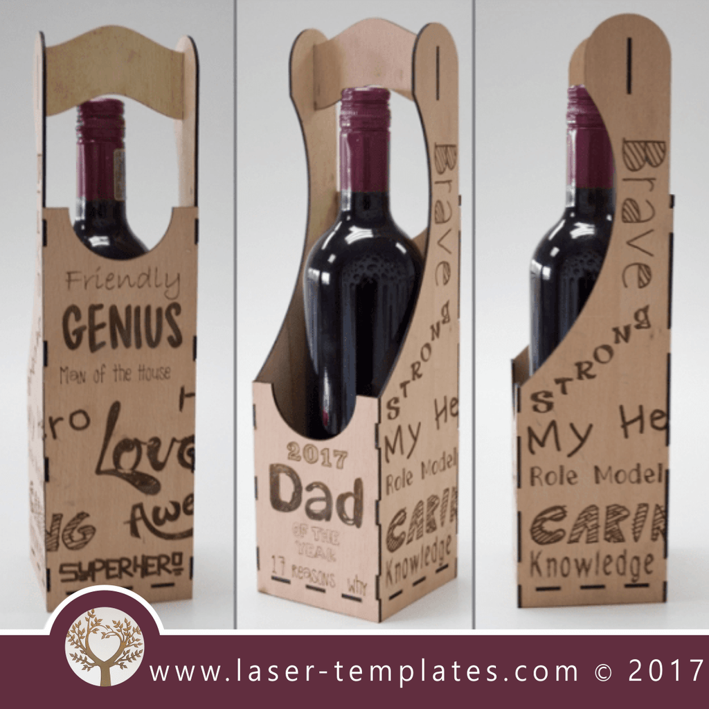 Dad wine box template, 2017 fathers day design. Laser cut and engraving ...