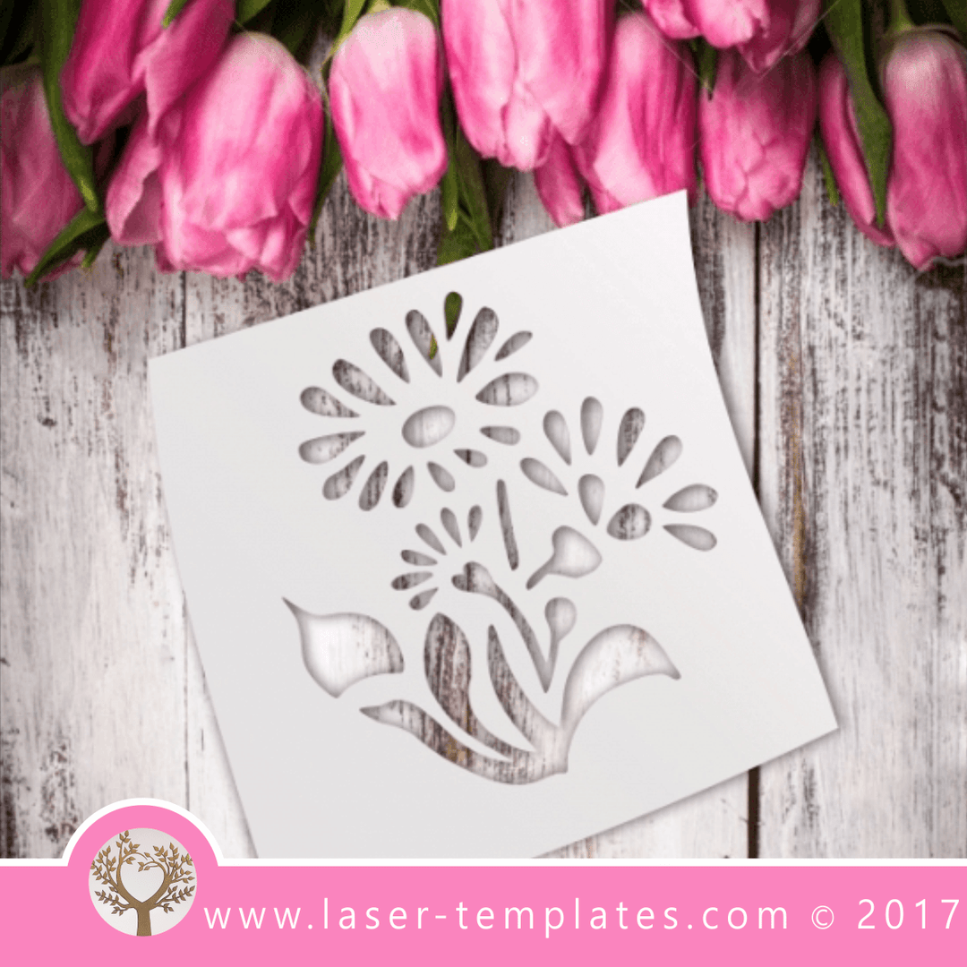 Daisy flower STENCIL template. Laser cut stencils. Vector online store ...