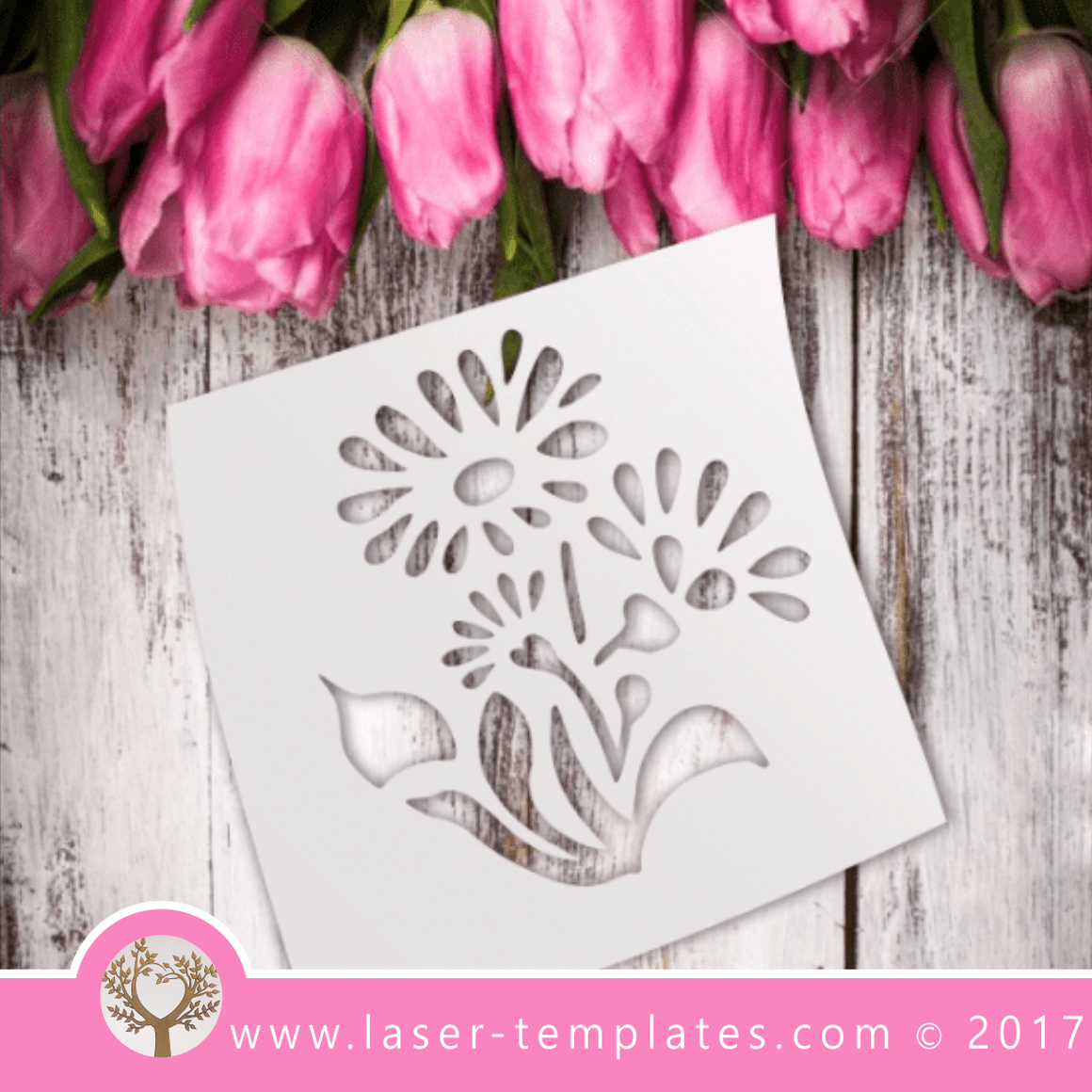 Daisy flower STENCIL template. Laser cut stencils. Vector online store ...