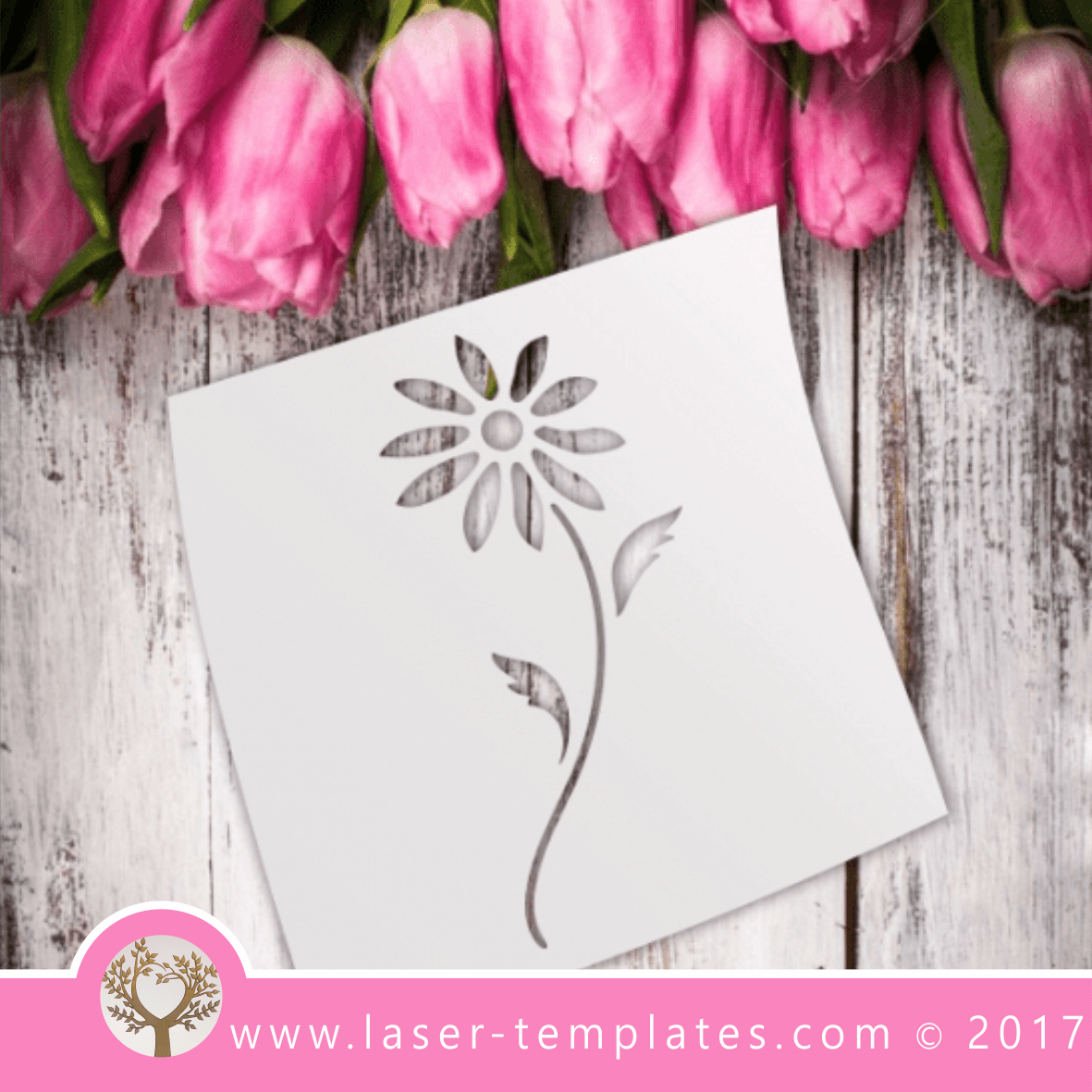 Daisy flower STENCIL template. Laser cut stencils. Vector online store ...