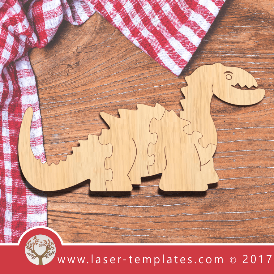 4 Piece Laser Cut Dinosaur Puzzle Template, Download Vector Designs ...