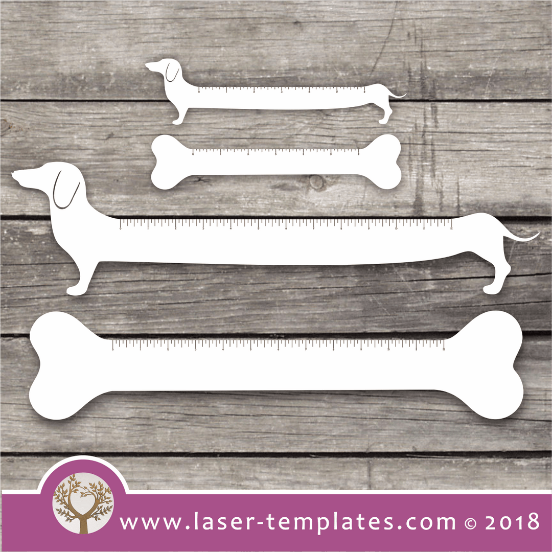 Laser Cut Dog and Bone Imperial Ruler Set (inches) – Laser Ready Templates