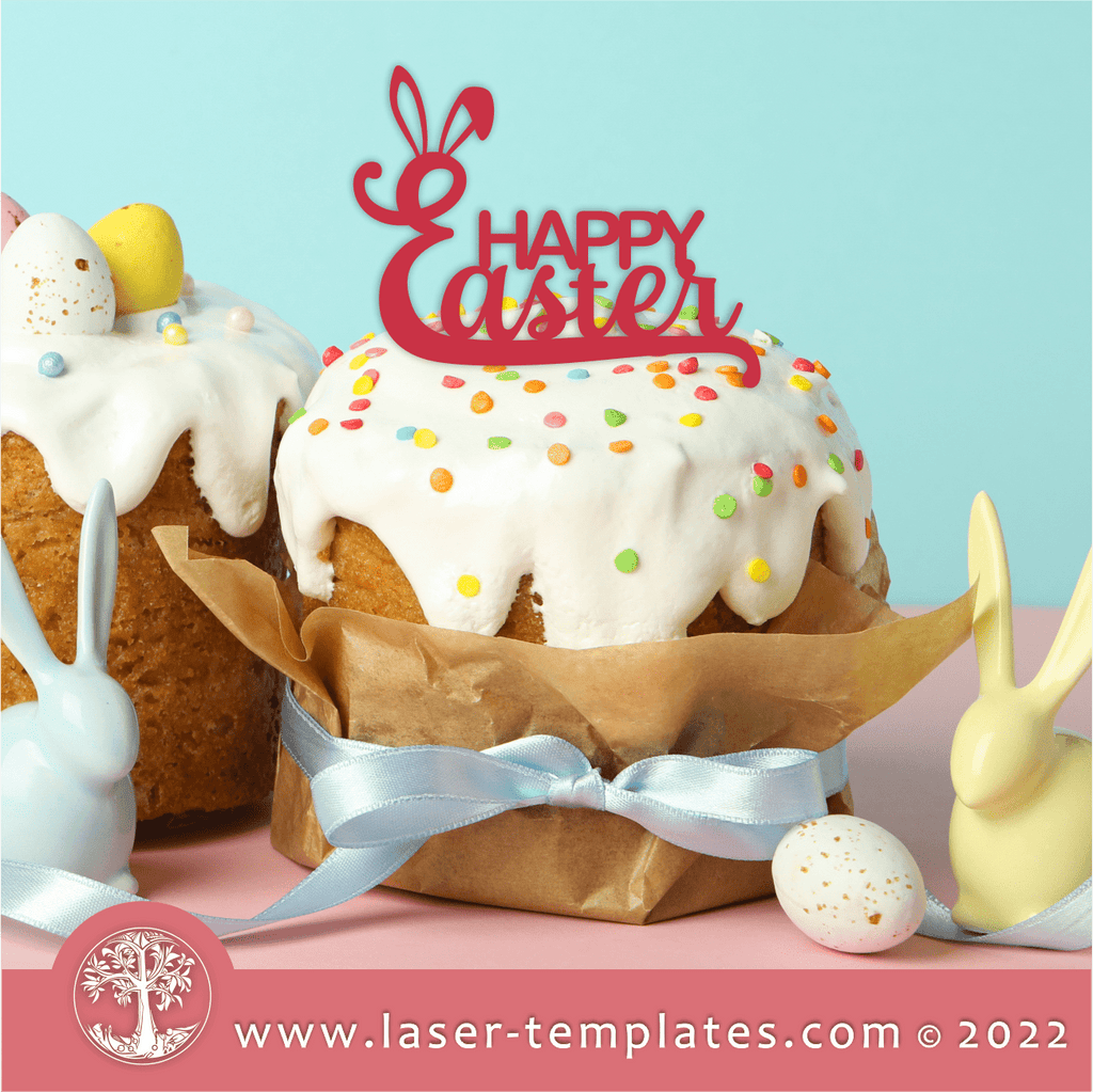 Happy Easter Cake Topper Template – Laser Ready Templates