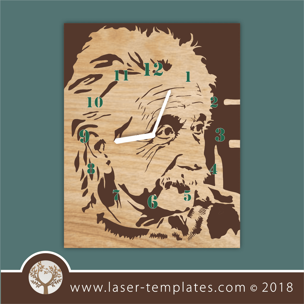 Laser Cut Einstein Wall Clock. Buy Designs Online – Laser Ready Templates