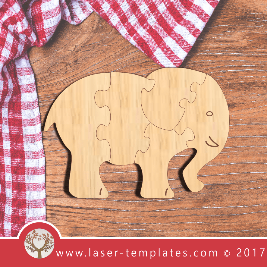 5 Piece Laser Cut Elephant Puzzle Template, Download Vector Designs ...