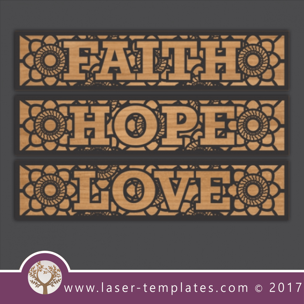 Laser cut word template. Download vector pattern, design. Faith Hope ...