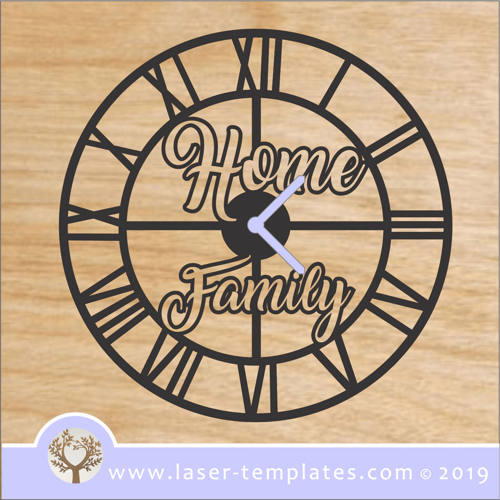 laser cutting templates Family Home Clock – Laser Ready Templates