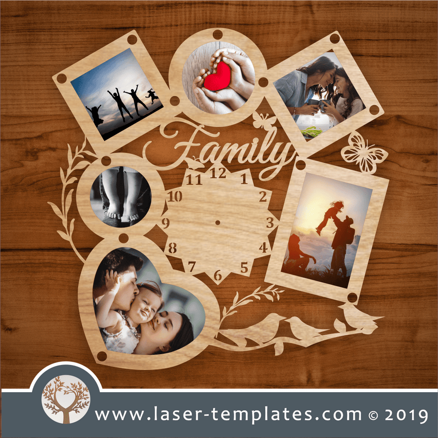 laser cutting templates Family Photo Clock – Laser Ready Templates