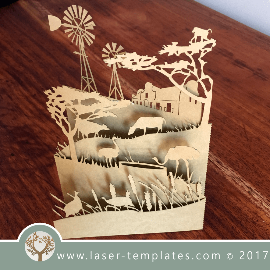 Laser Cut Farm Pop Up Card Template, Download Vector Designs Online ...