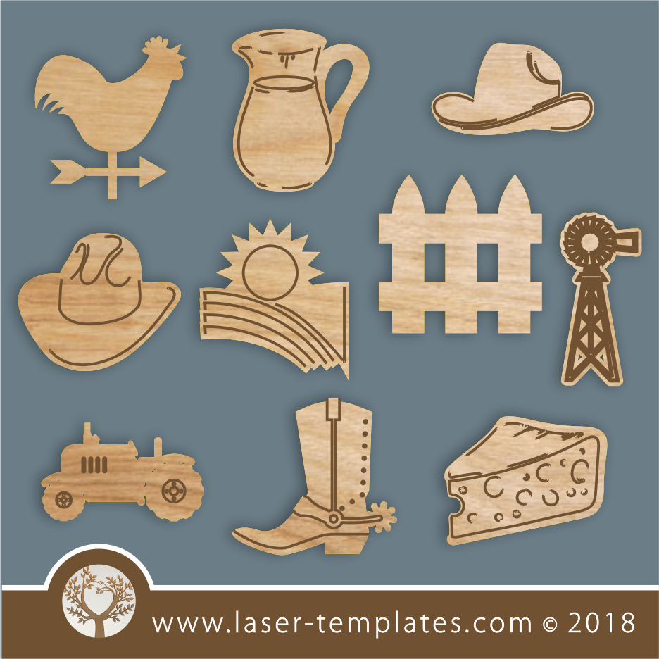 Laser Cut Farm Animal Template Collection, Download Vector Images ...