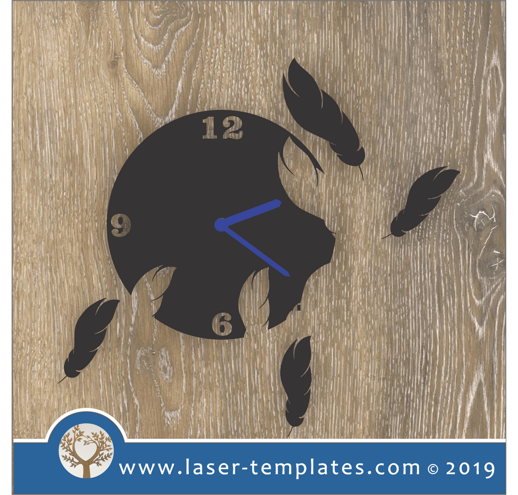 laser cutting templates Feather Clock – Laser Ready Templates