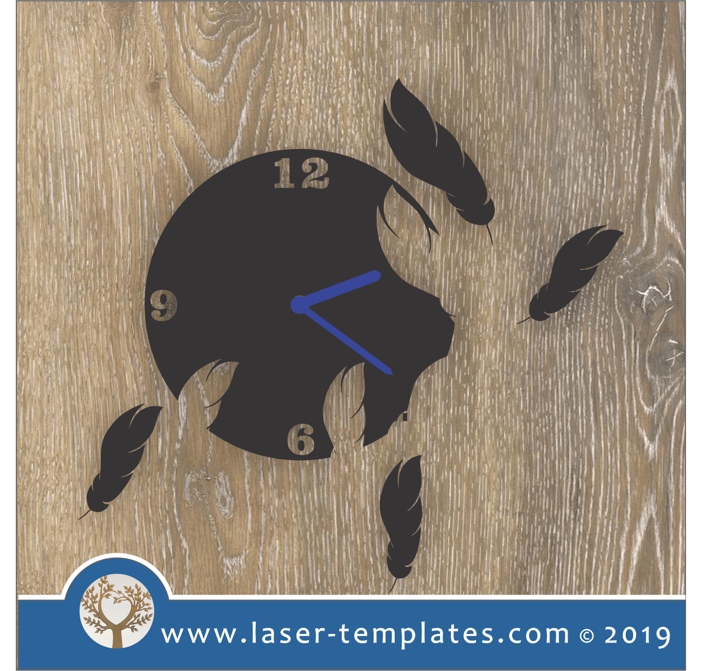laser cutting templates Feather Clock – Laser Ready Templates