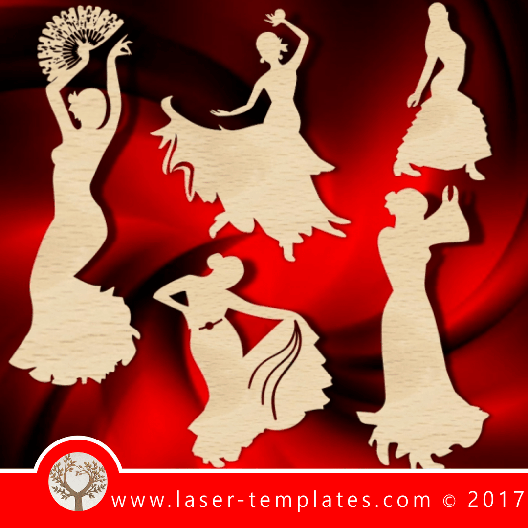 Flamenco Dancers laser cut template, download vector designs – Laser ...