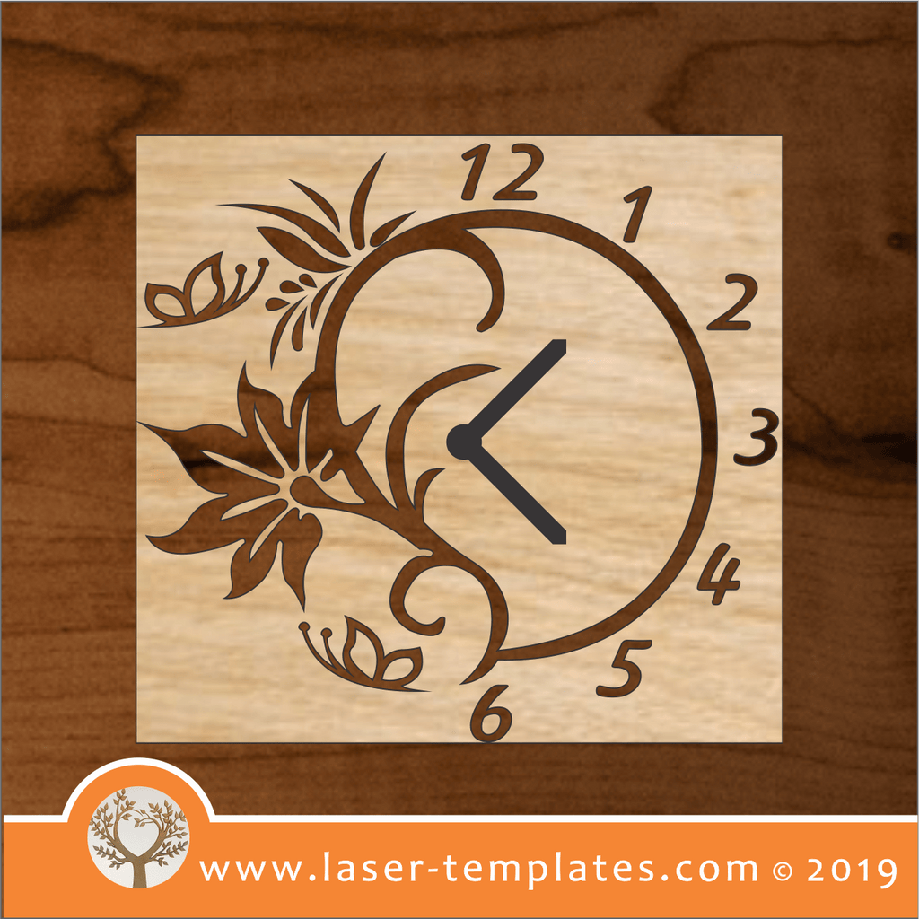 laser cutting templates Floral Clock – Laser Ready Templates