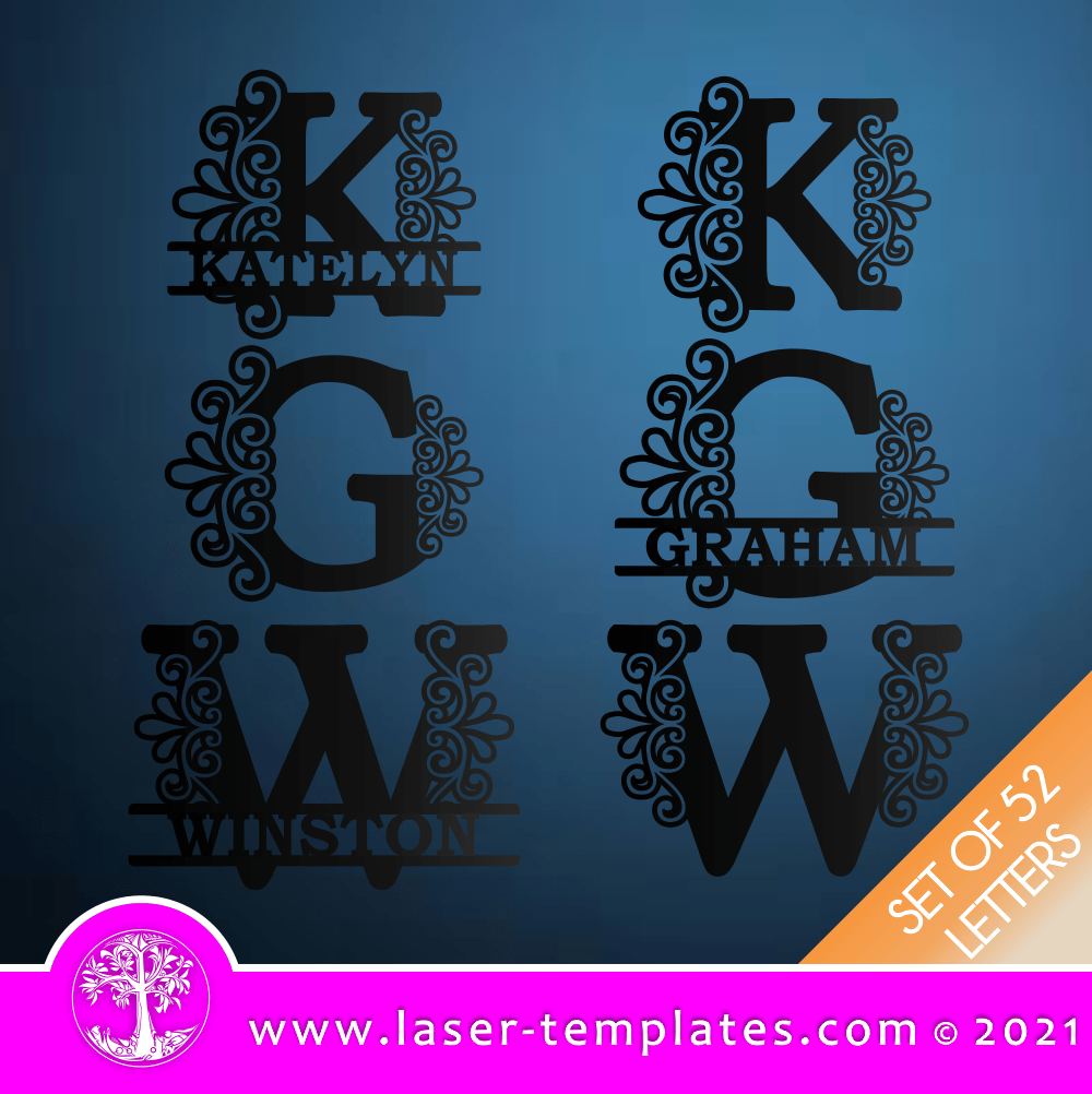 Laser cut template for Floral Alphabet Letters – Laser Ready Templates