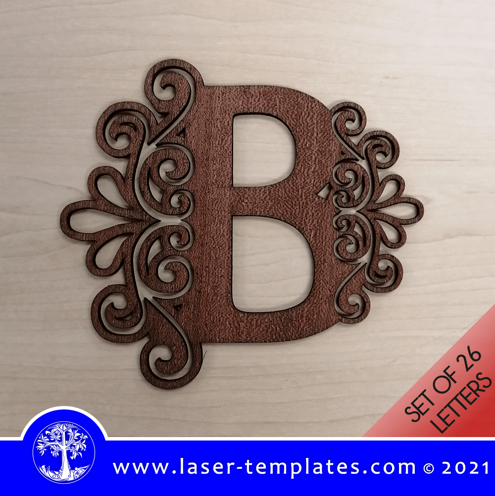 Laser cut template for Floral Alphabet Letters – Laser Ready Templates