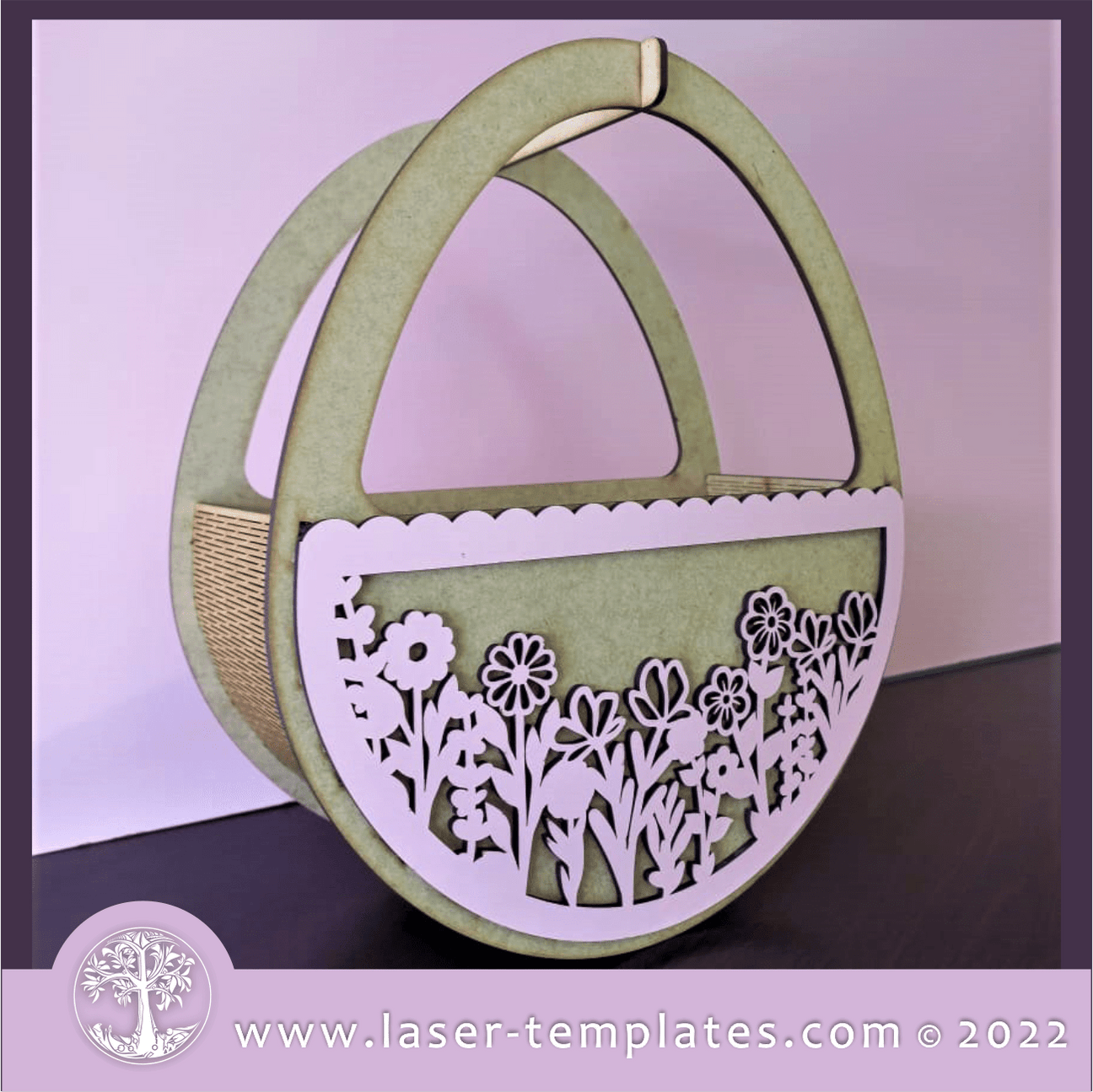 Laser Cut Living hinge flower Basket Template – Laser Ready Templates