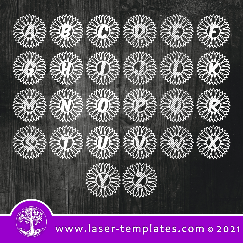 Laser cut template for Flower Monogram Letters – Laser Ready Templates