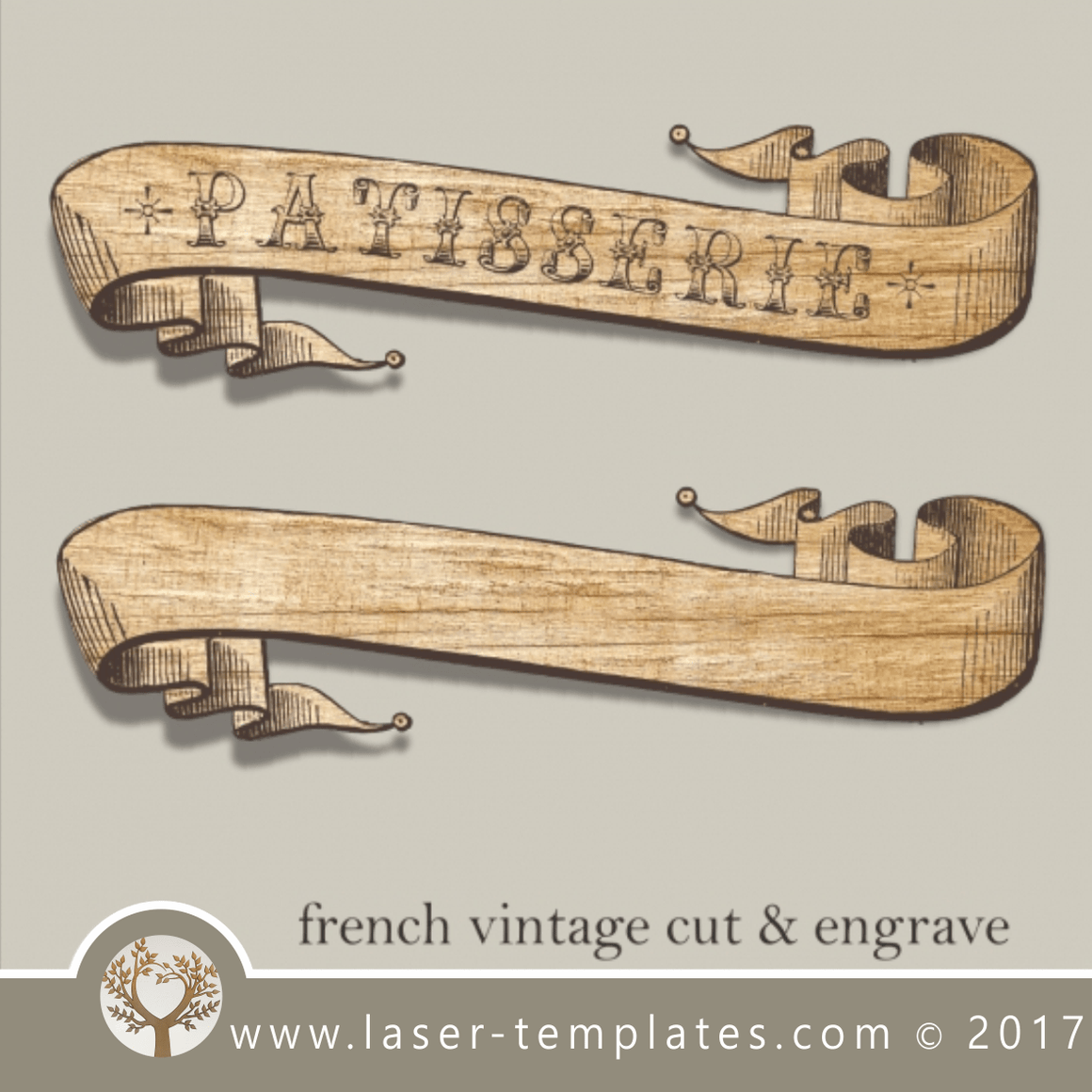 French vintage banner template, online laser template, design, pattern ...