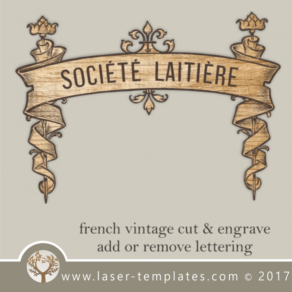 French vintage banner template, online laser template, design, pattern ...