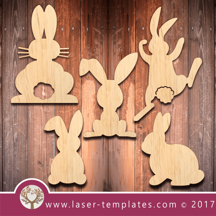 Fun Bunny rabbit laser cut template, download vector designs – Laser ...