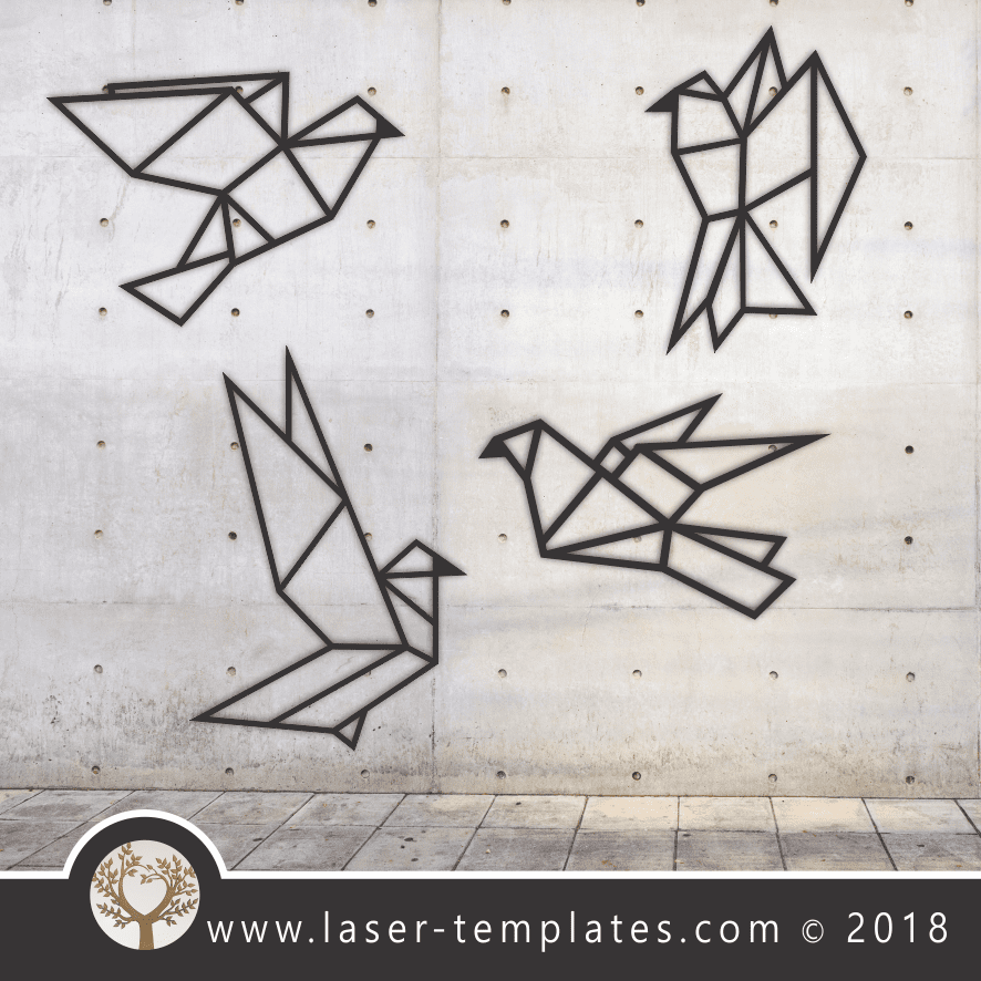 Laser Cut Geometric Bird Set Vector Template, Download Online Today ...