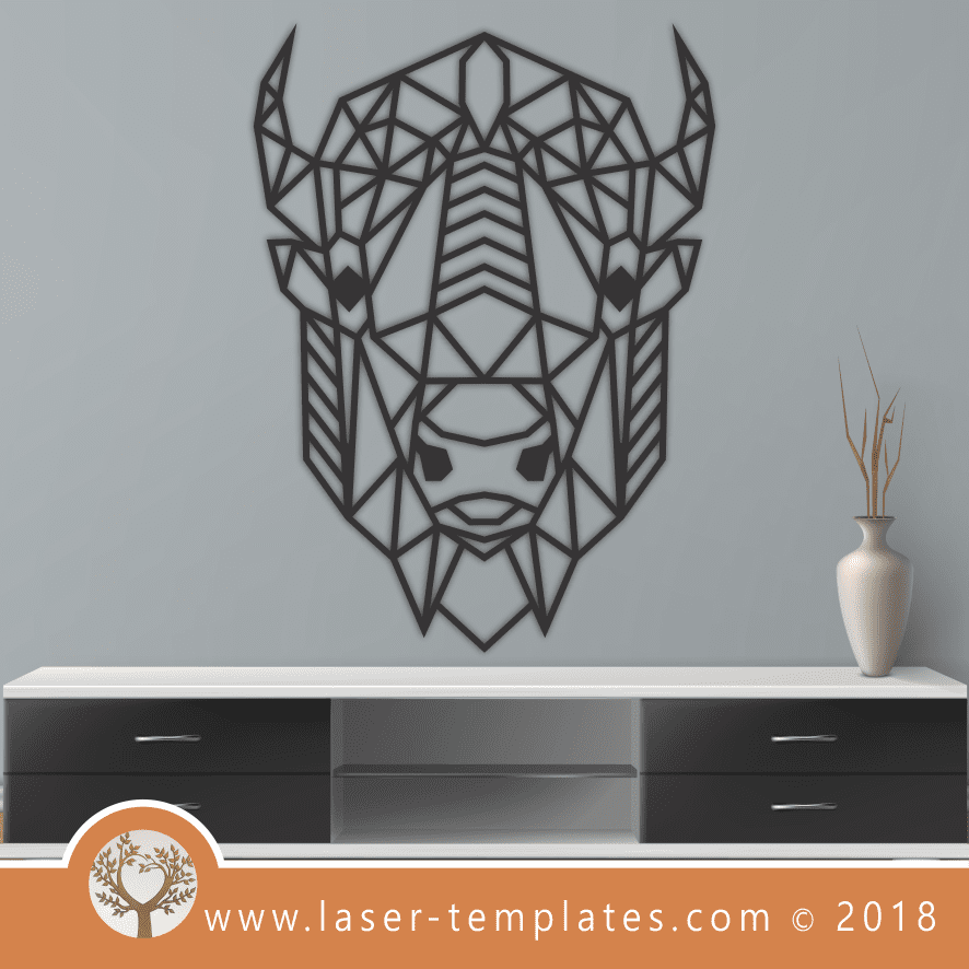 Laser Cut Geometric Buffalo Vector Template, Download Online Today ...