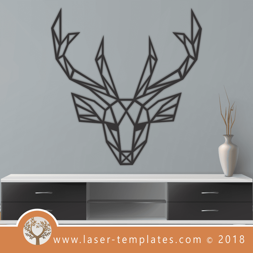Laser Cut Geometric Deer Head Vector Template, Download Online Today ...