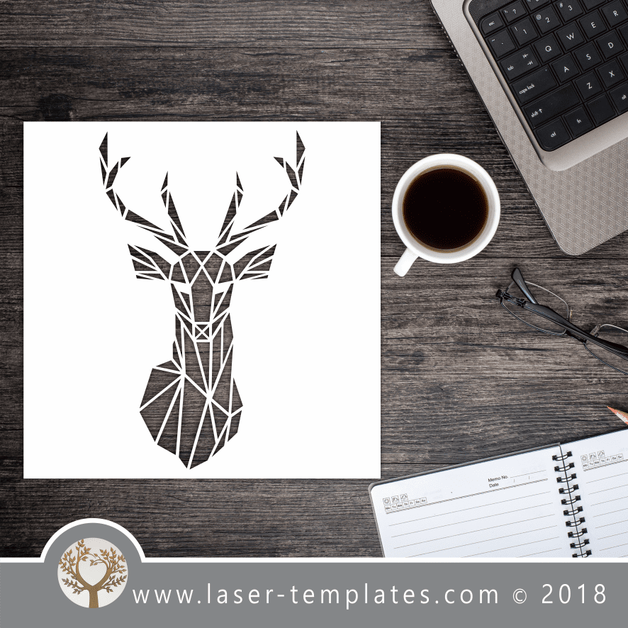 Laser Cut Geometric Deer Stencil Vector Template, Download Online ...